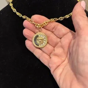 Versace | Jewelry | Authentic Versace Medallion Pendant Upcycled With ...